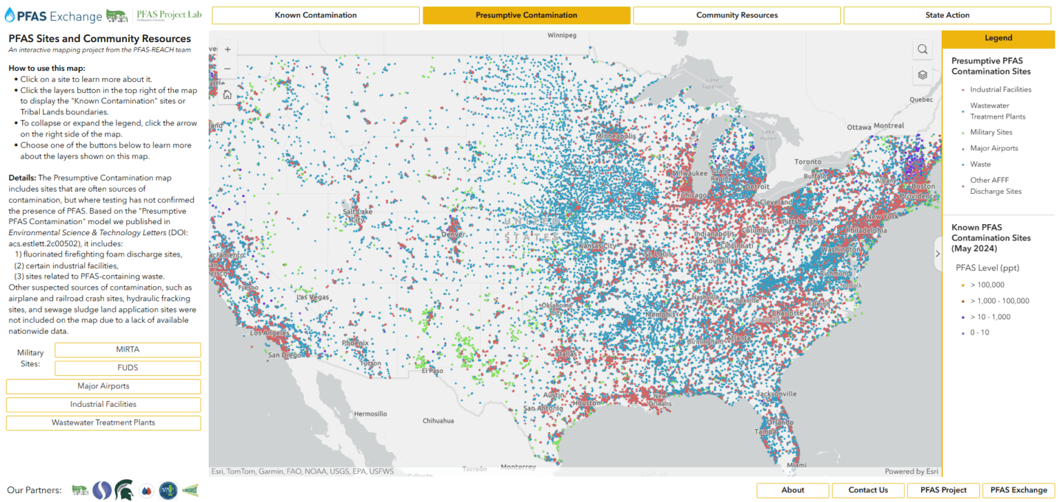 Contamination Map - PFAS Exchange